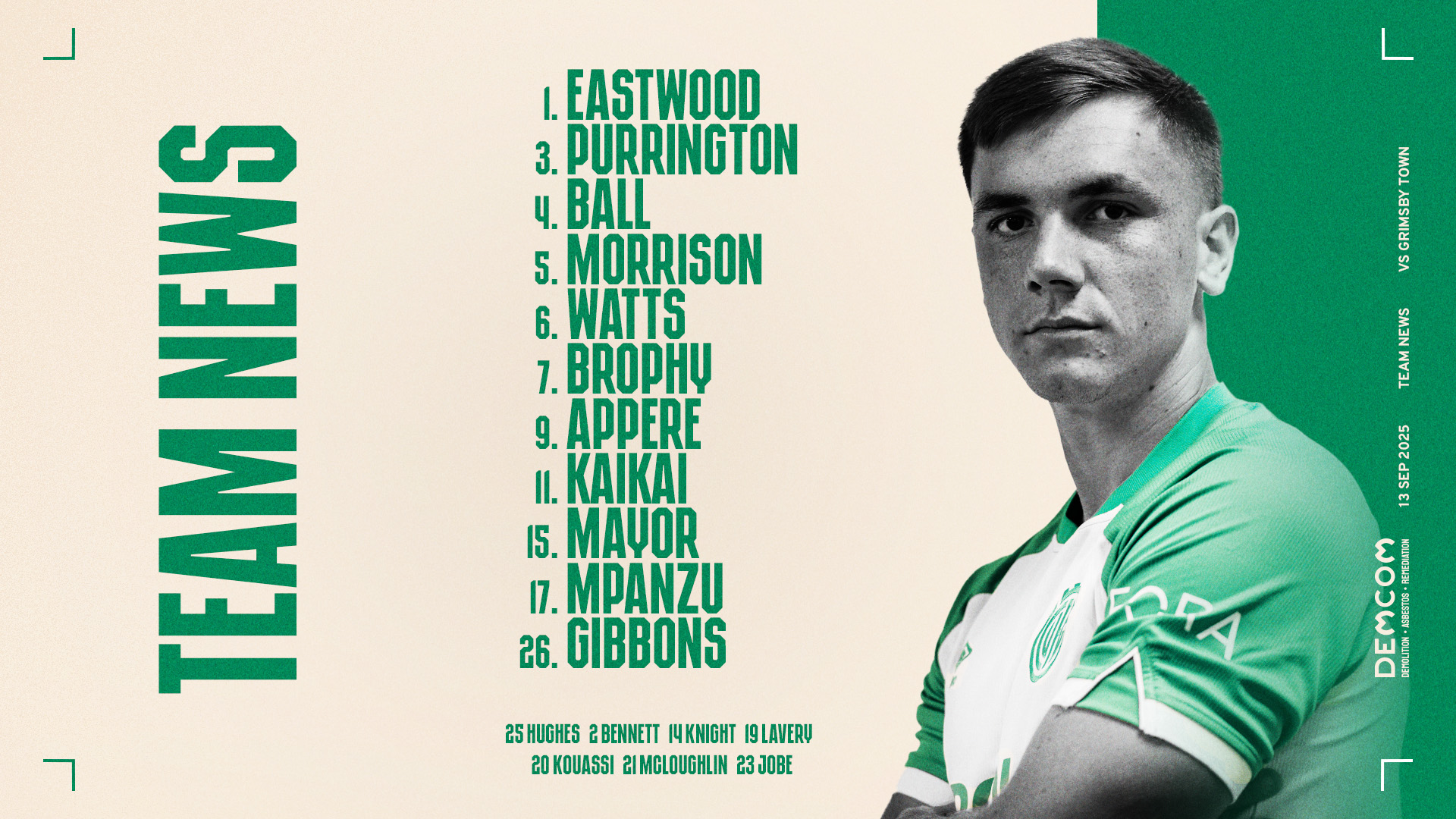 25/26 squad numbers confirmed | Cambridge United F.C.